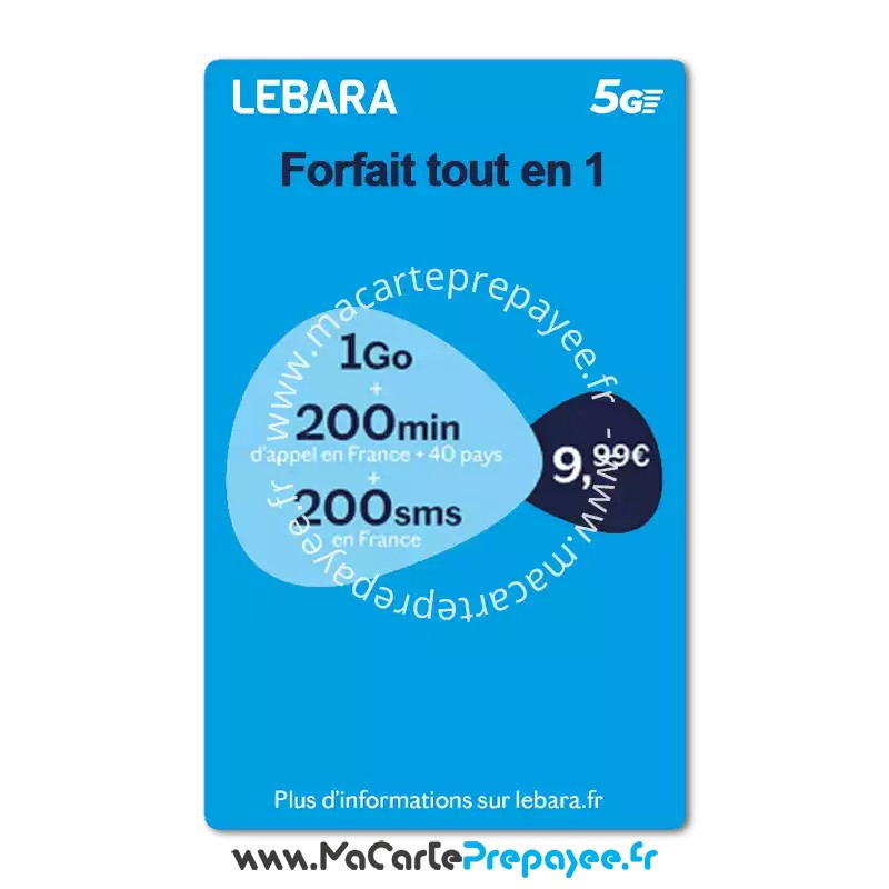 Recharge LEBARA en ligne | 9.99€ TOUT EN UN