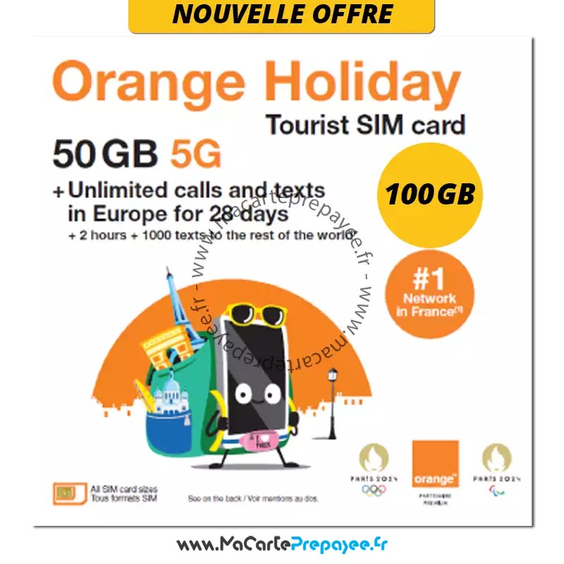 Carte SIM Prépayée ORANGE Holiday Europe Max