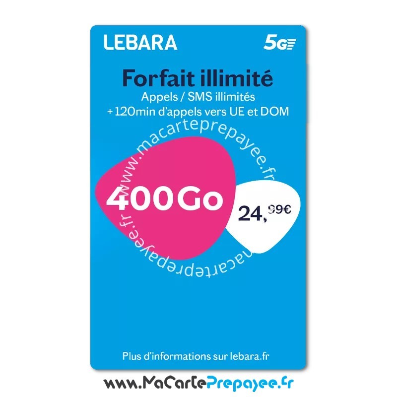 Recharge Lebara Forfait illimité 24,99€ en ligne | 30 JOURS