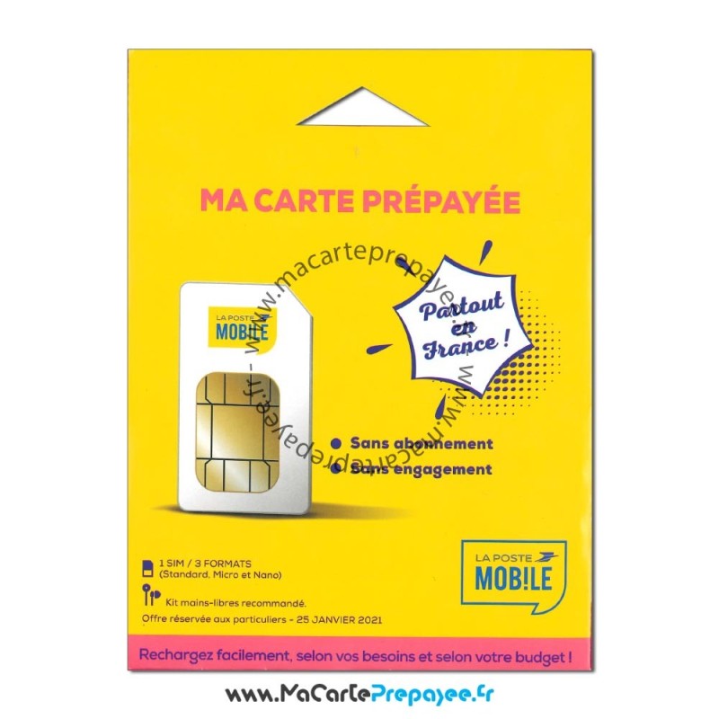 Carte SIM Prépayée LA POSTE MOBILE | 10€ crédit inclus