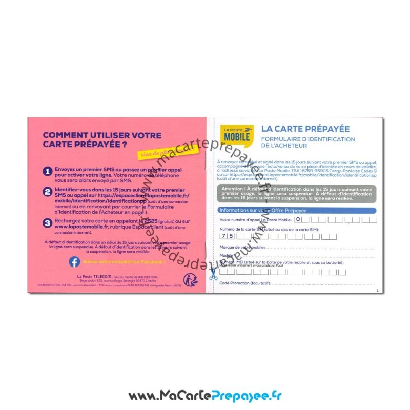 Carte SIM Prépayée LA POSTE MOBILE | 10€ crédit inclus