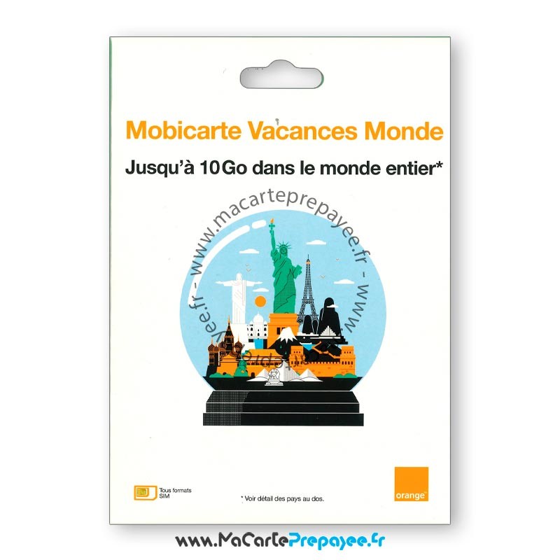 Carte SIM Prépayée ORANGE Vacances Monde
