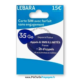 Carte SIM Prépayée LEBARA MOBILE | 7,5€ crédit inclus