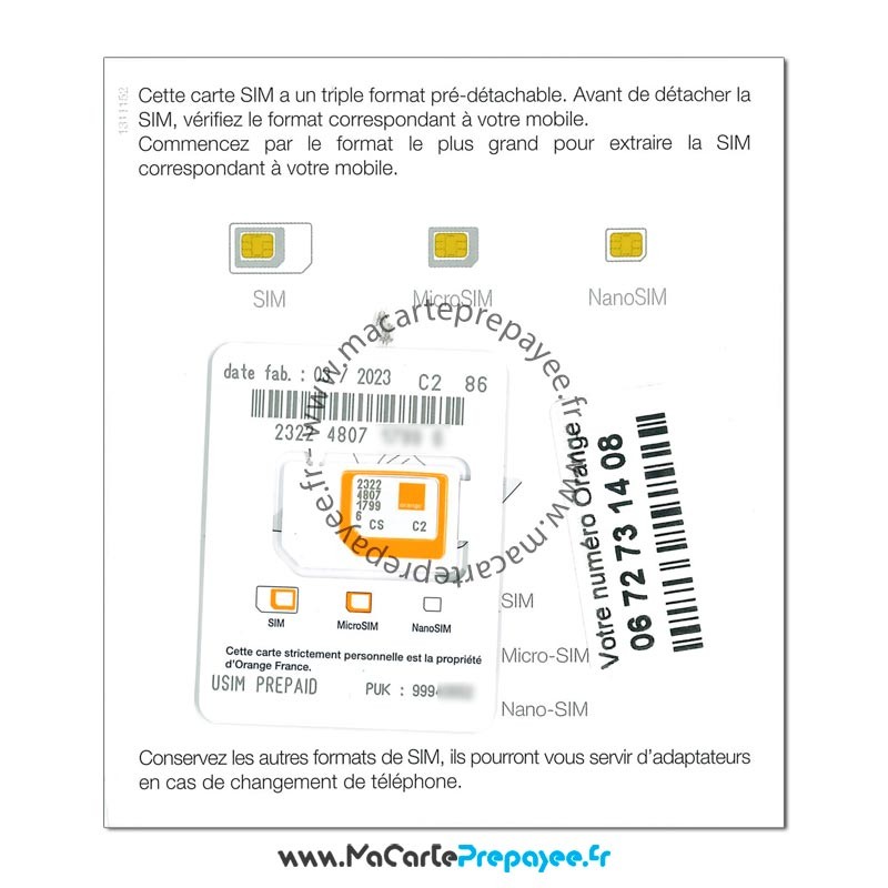 Carte SIM Prépayée ORANGE Holiday ZEN